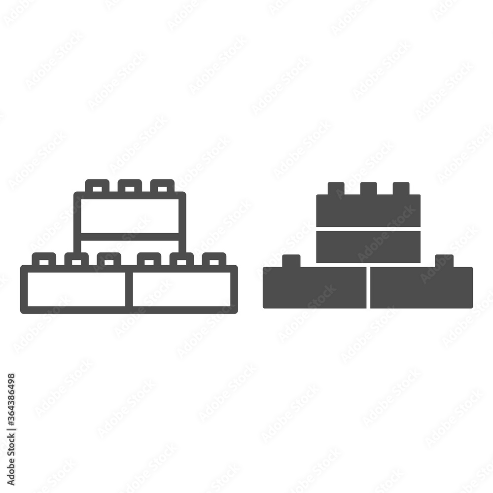 Constructor line and solid icon, Kids toys concept, Building kit sign ...