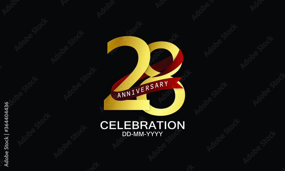 28 year anniversary red ribbon celebration logotype. anniversary logo ...