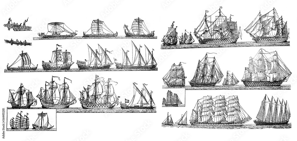 Sailingships different types of Antique sailing ships/ Vintage and ...