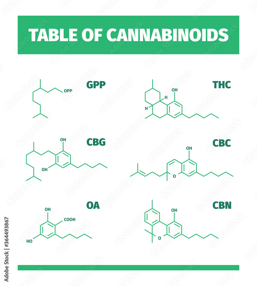 Cannabinoid structures. Molecular formula of cannabis drugs chemistry ...