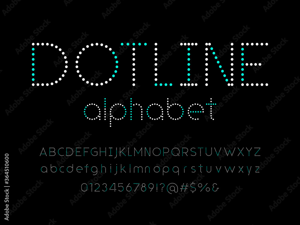 Doted styled alphabet design with uppercase, lowercase, numbers and ...