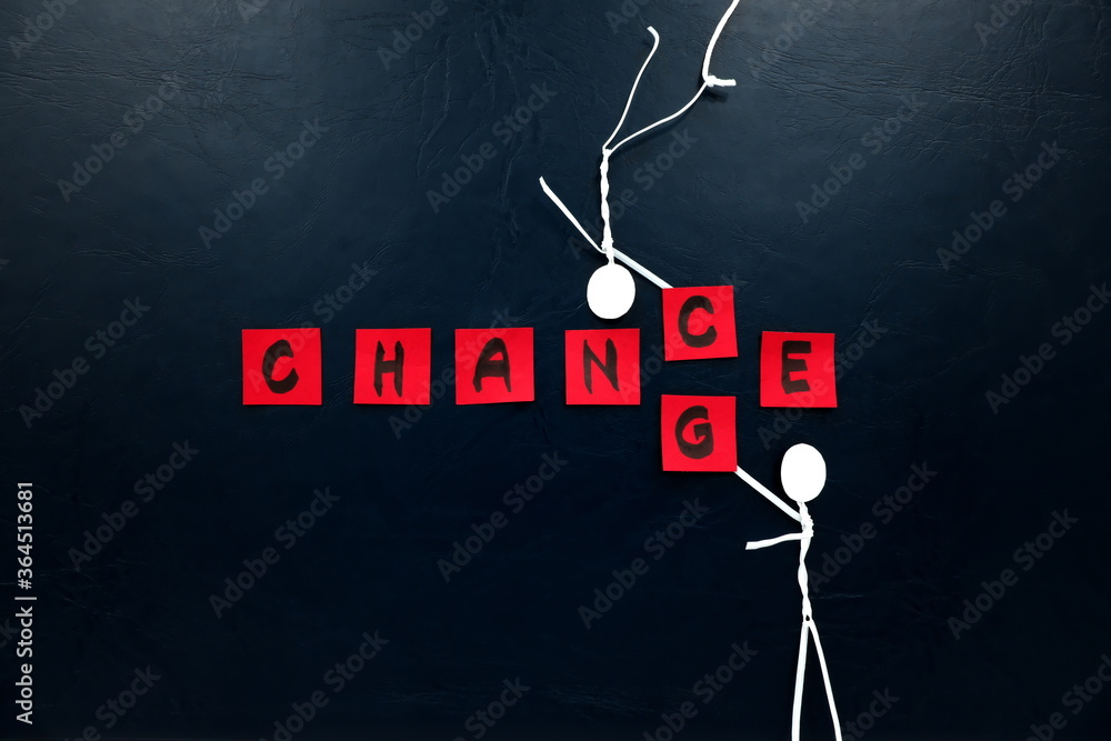 Human stick figure changing the word chance to change. Career growth ...