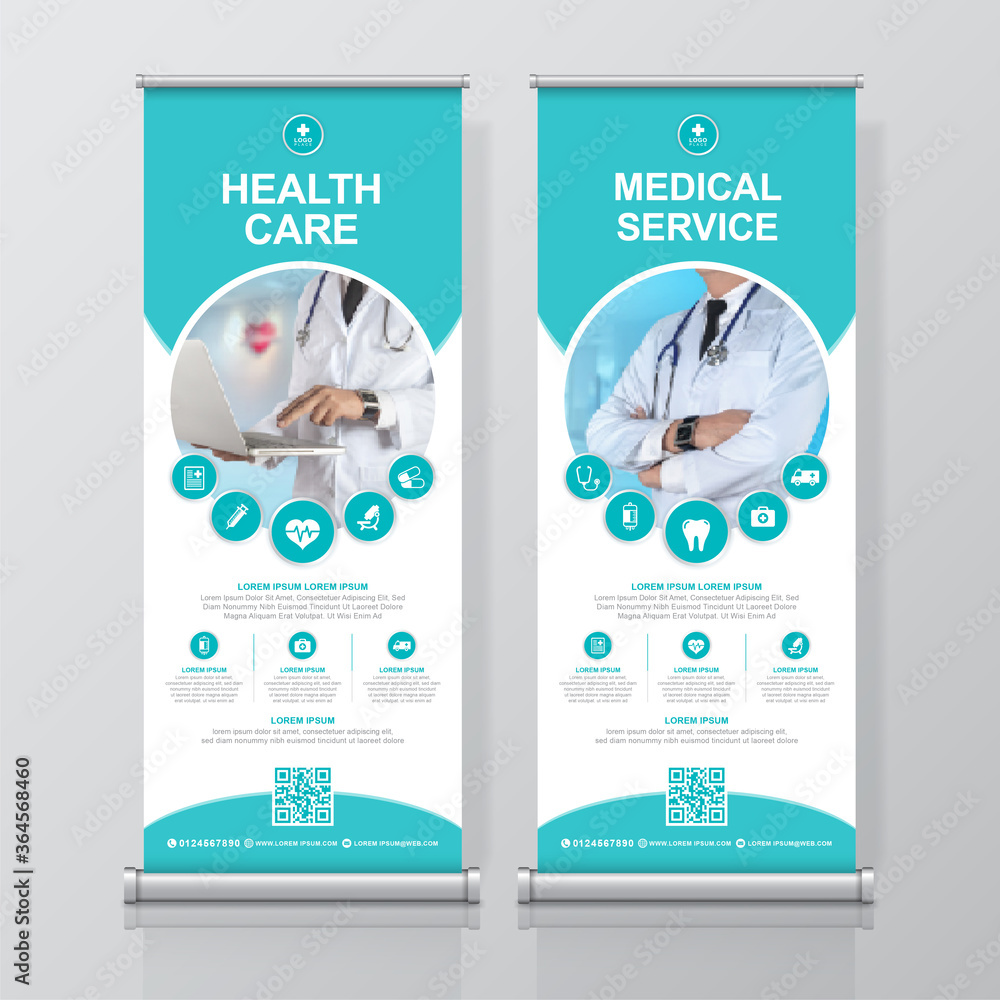 Healthcare and medical roll up design, standee banner template for ...