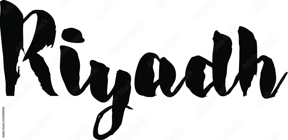 Capital City Name "Riyadh" Hand Written Typography word modern ...