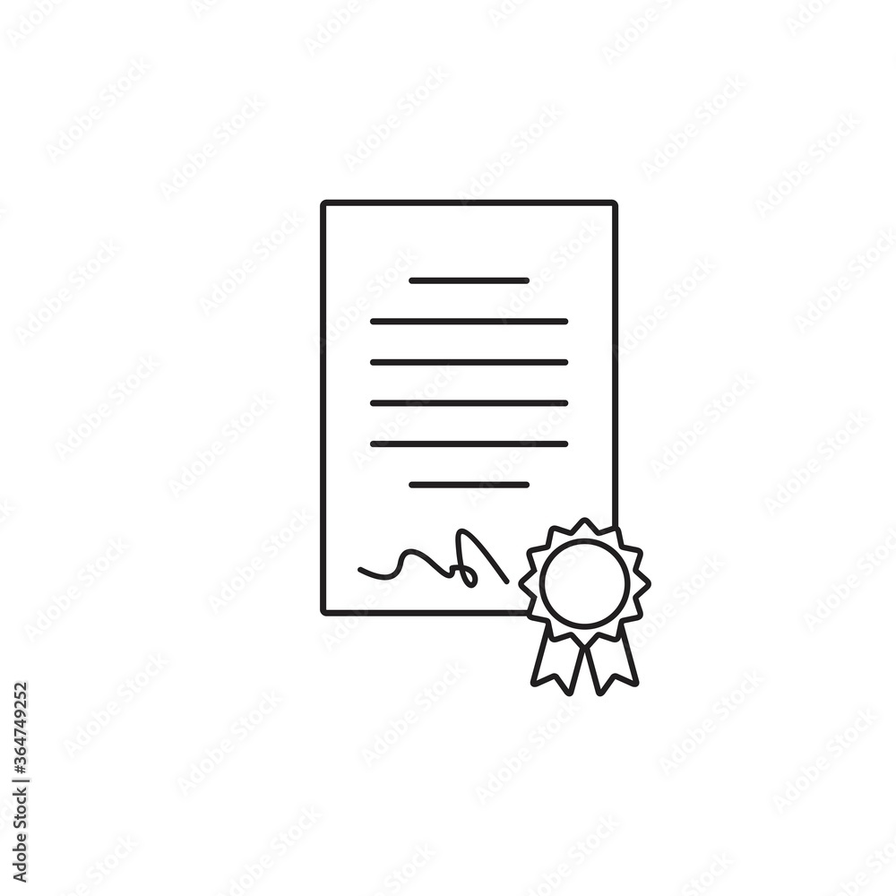 certificate icon. signing a certificate, Agreement and signature, medal ...