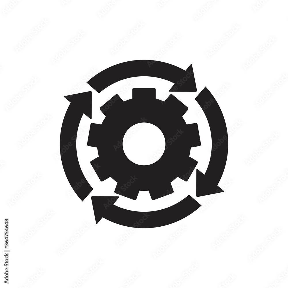 Workflow process icon in flat style. settings reload vector ...