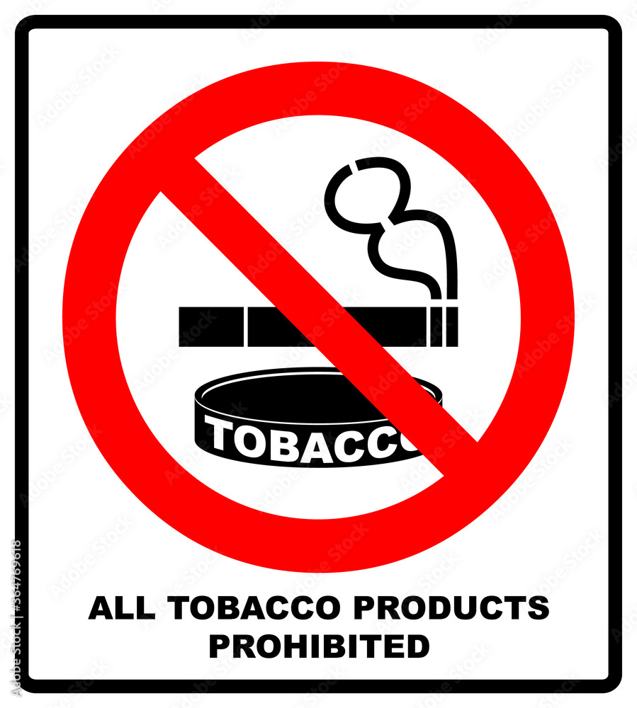 All Tobacco Products Prohibited Icon. No Smoking Sign. Vector ...