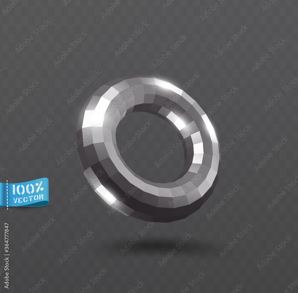 Vector shining silver torus. Abstract silver glowing round frame ...