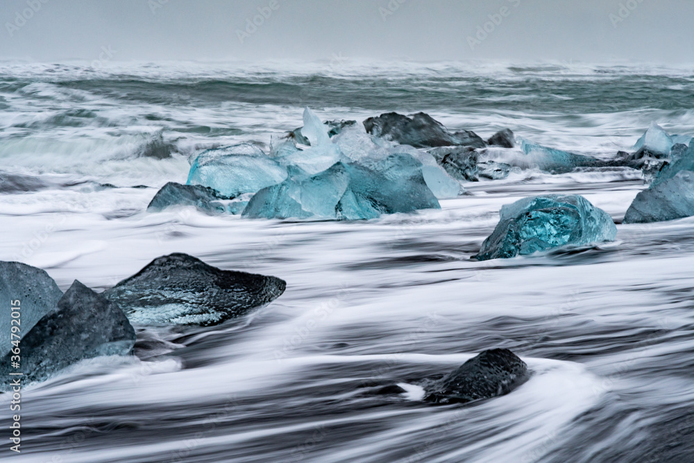 Long exposure images of ice and surf on the Diamond Beach ...