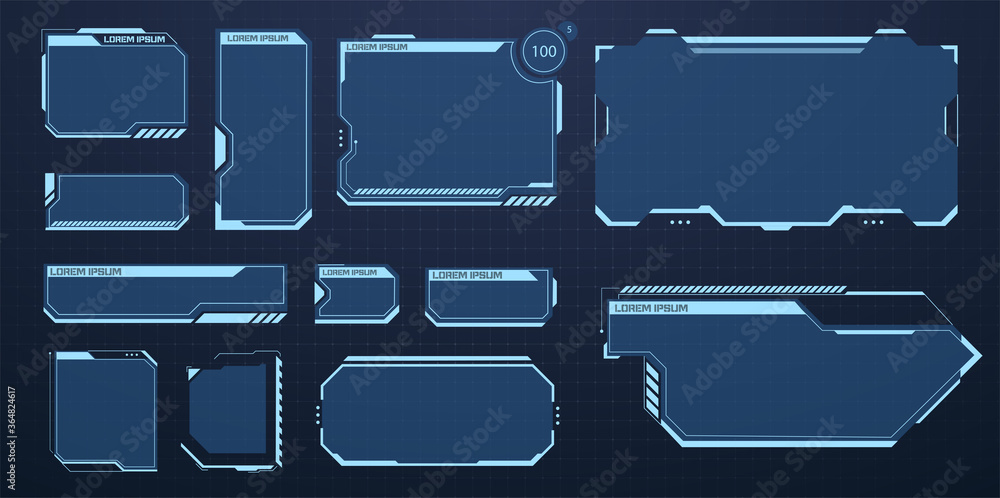 HUD set frames. Futuristic modern user interface elements, hud control ...