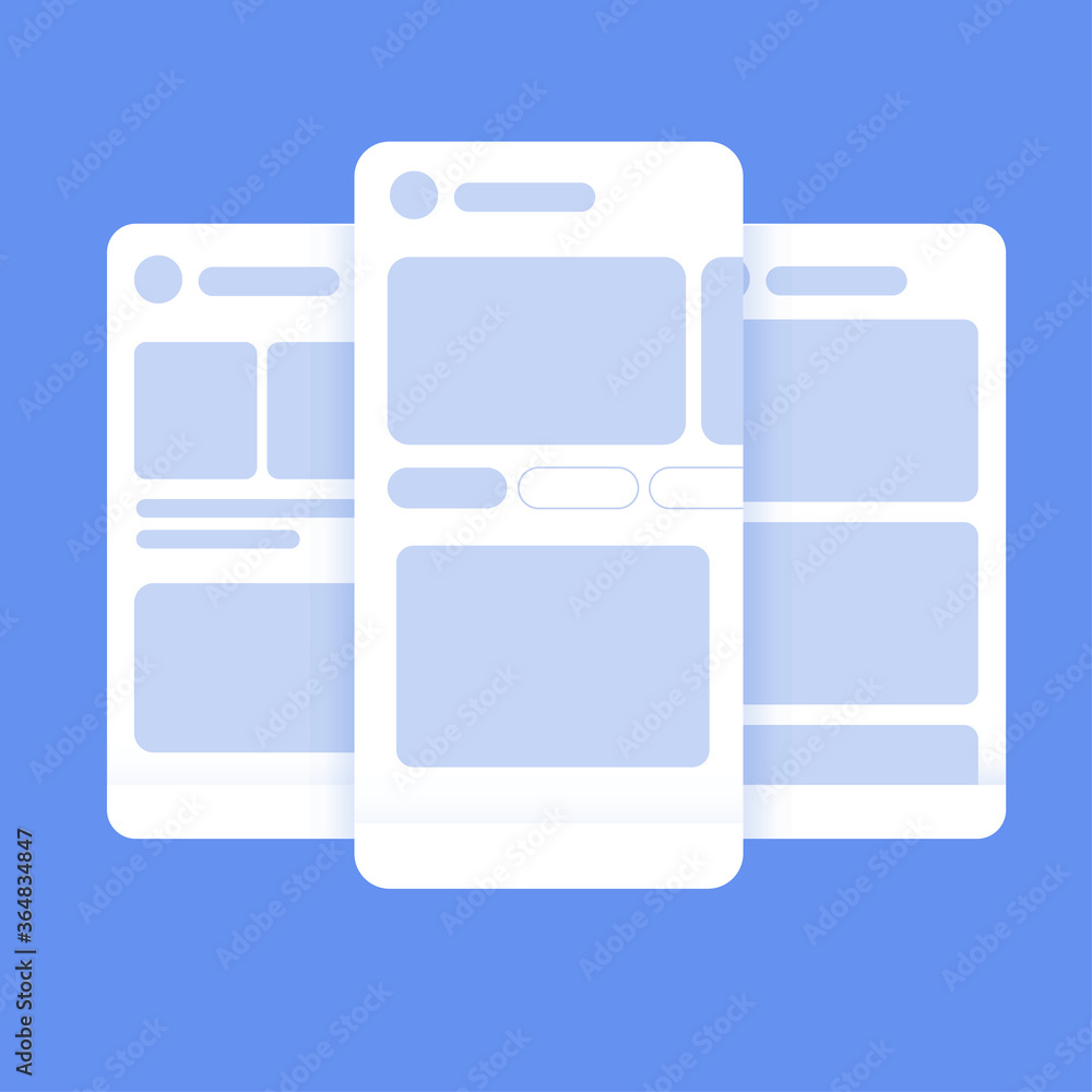 Mobile wireframes management sitemap vector mockup. The illustration of ...