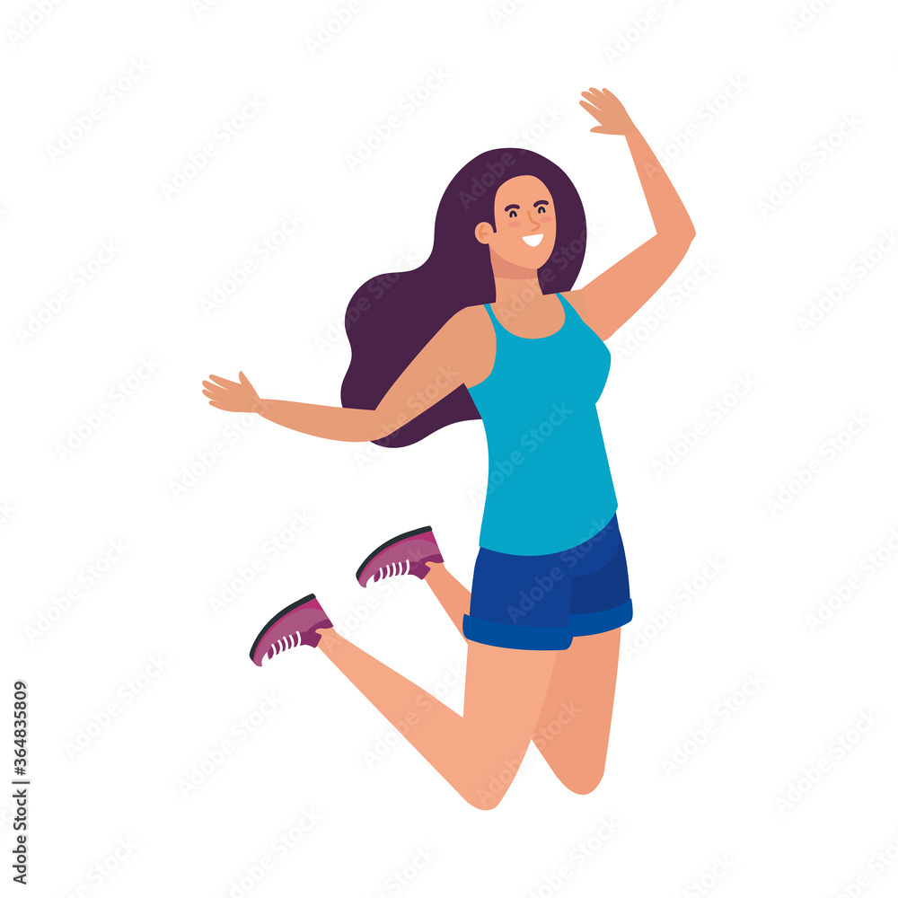 Avatar woman jumping design, Girl female person people human and social ...