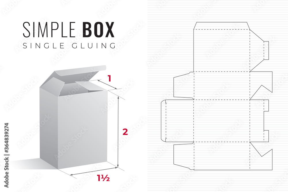 Simple Packaging Box Die Cut One and a Half Width Double Height ...