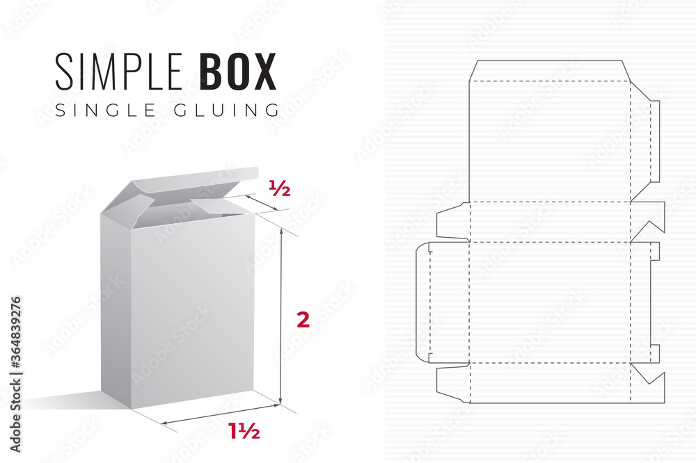 Simple Packaging Box Die Cut One and a Half Width Double Height and ...