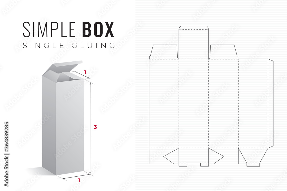 Simple Packaging Box Die Cut Triple Height Template with 3D Preview ...