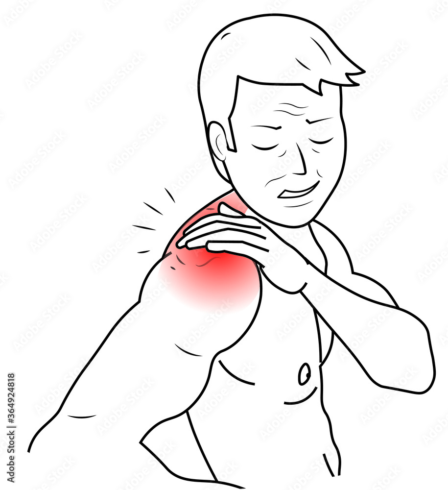 Stock-Vektorgrafik „Man with shoulder injury sick feeling pain injured ...