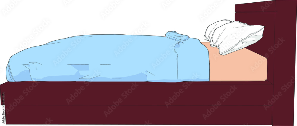 45 degree Side view Birds eye view perspective angle Double bed ...