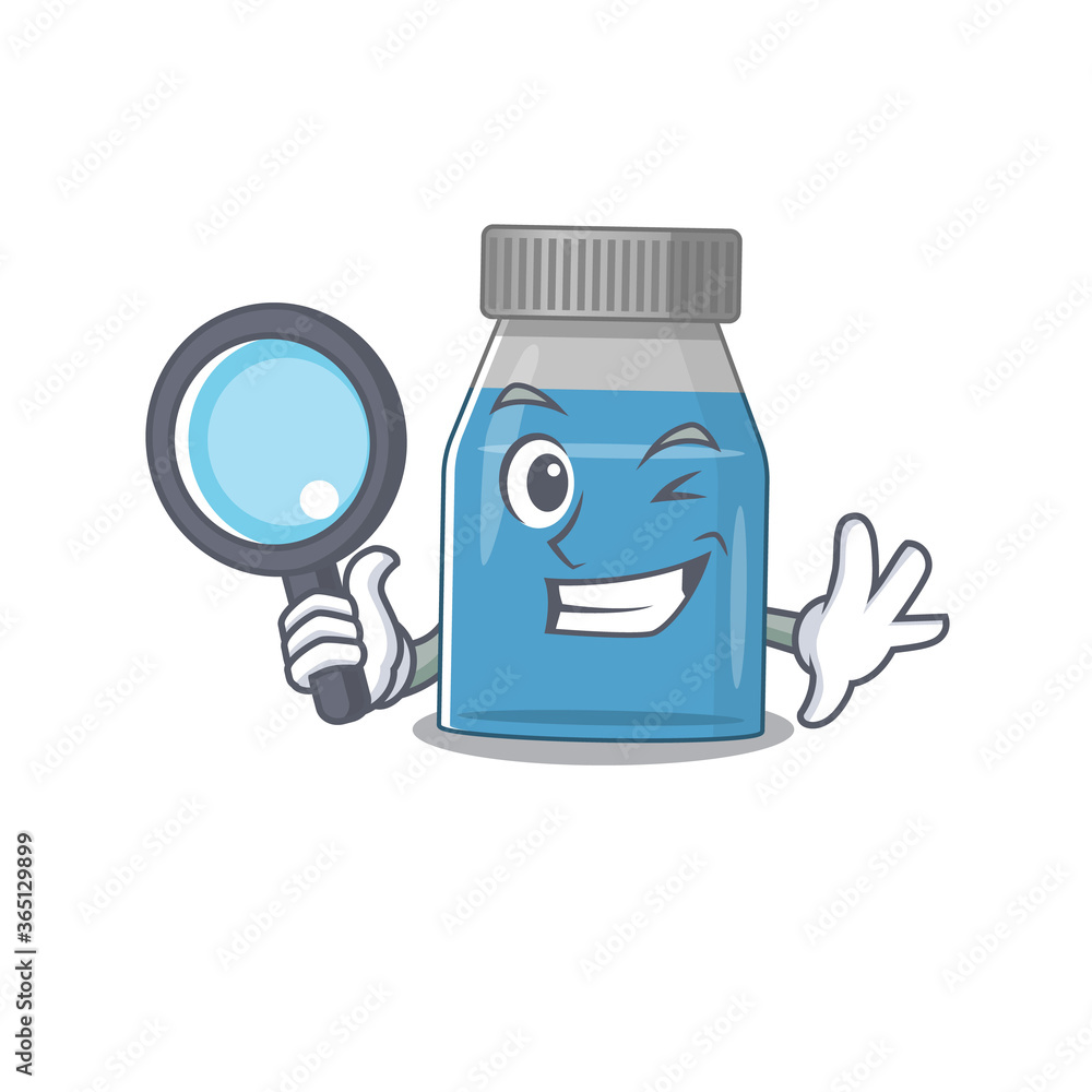 Vector de Stock cartoon mascot design of syrup medicine super Detective ...