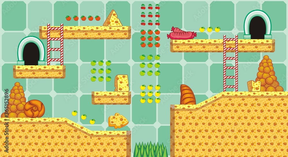 Tileset Platform for creating Game - A set of layered vector game asset ...