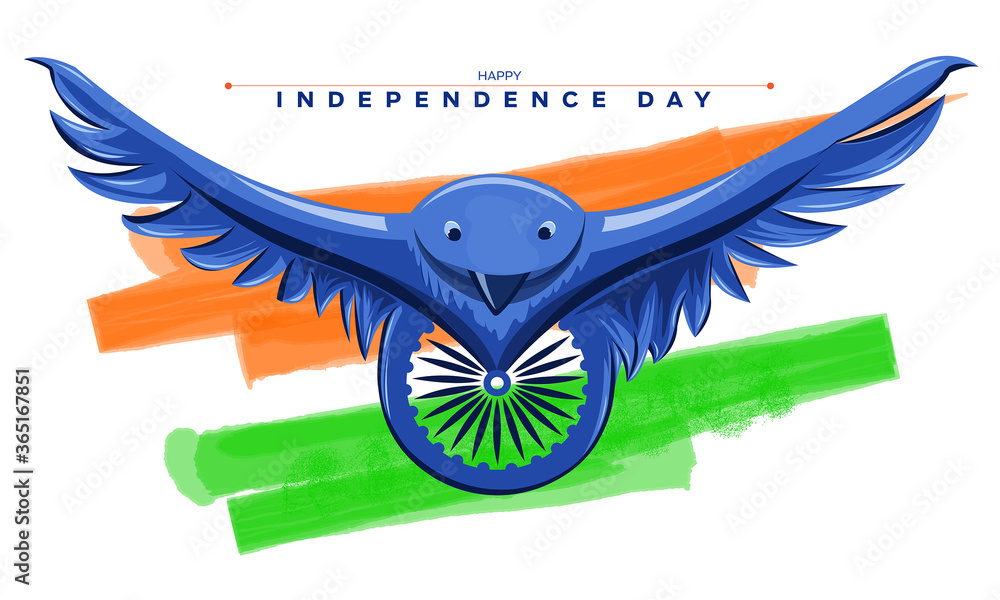 15th august, India independence day with freedom icon bird Stock ...