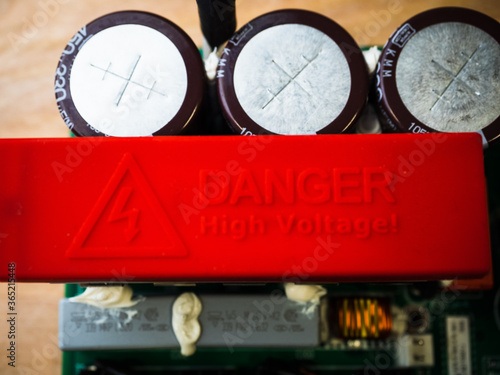Red high voltage on elecronics control board Stock Photo | Adobe Stock