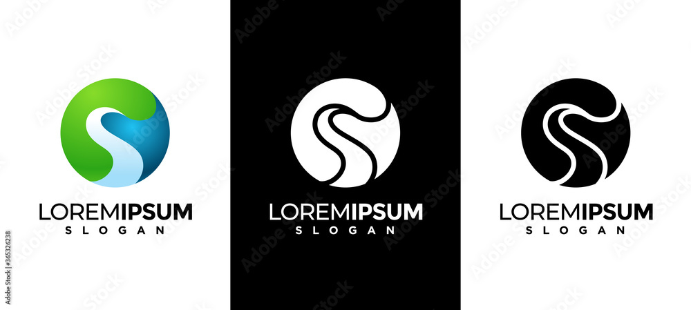 Stream logo vector, letter C and S icon. river flow symbol illustration ...