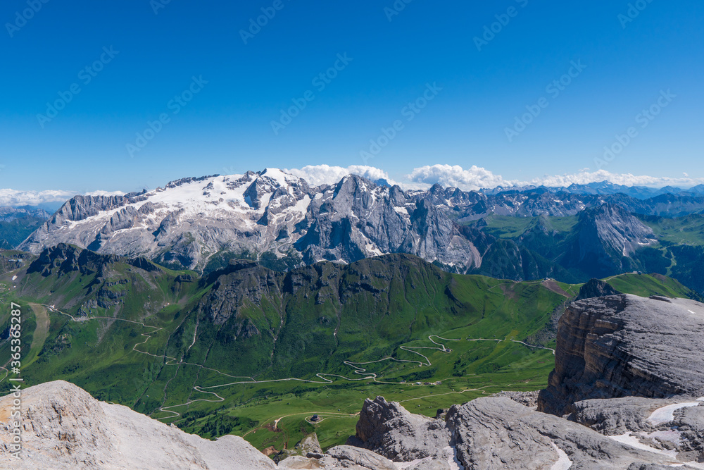 Marmolada massif, Dolomiti, Itay. Beautiful view over the Marmolada ...