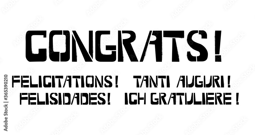 Image vectorielle Stock Set of congrats stencil graffiti lettering on ...