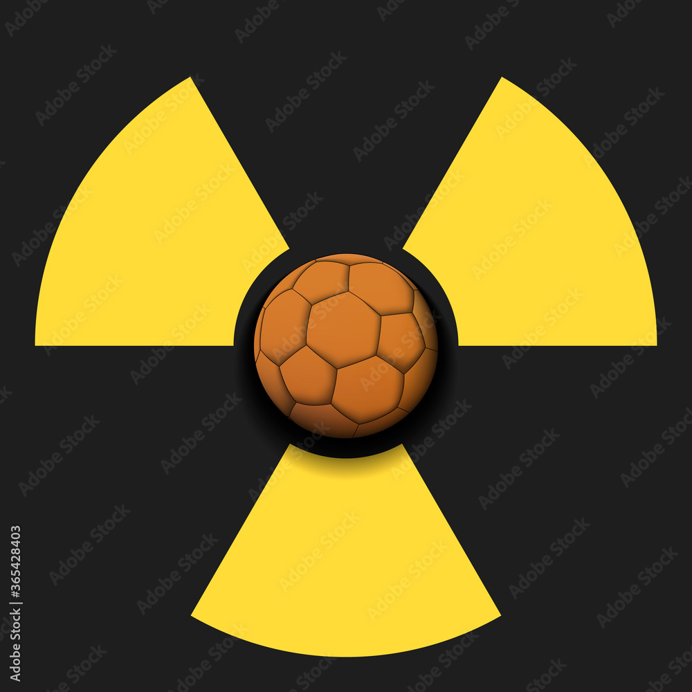 Radiaction symbol with handball ball. Caution radioactive danger sign ...