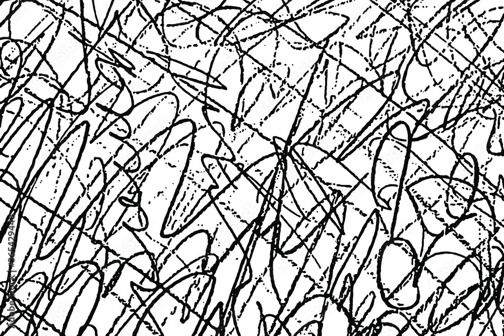 Grunge texture of hand-drawn doodles. Monochrome background of chaotic ...
