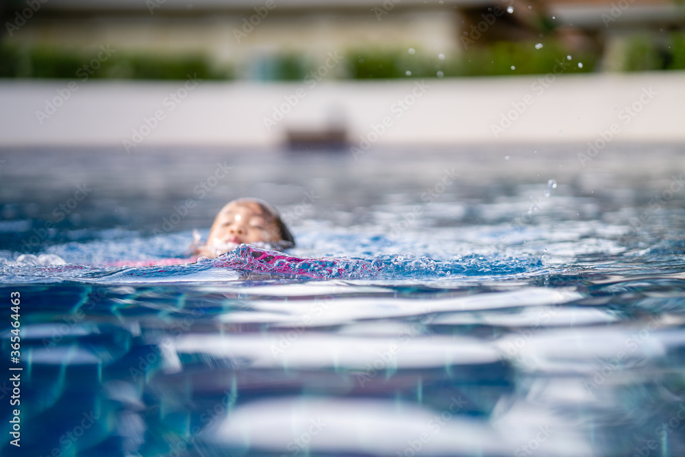 Little girl getting drowning in swimming pool Stock Photo | Adobe Stock