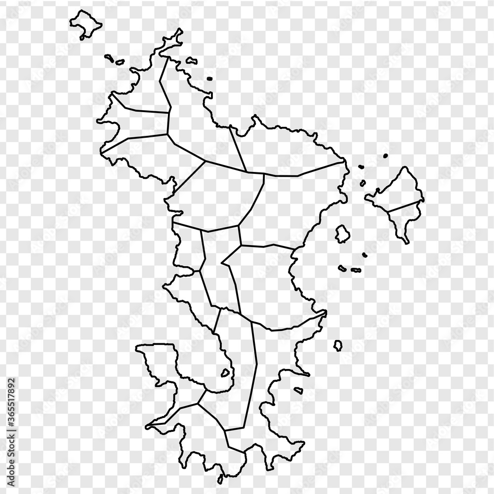 Blank map of Mayotte. High quality map of Mayotte with regions on ...