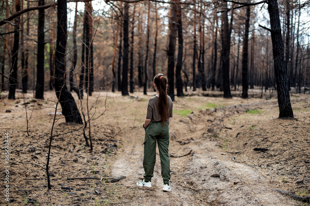 Destruction in the eyes of future generations. Sadness and pain. Black ...