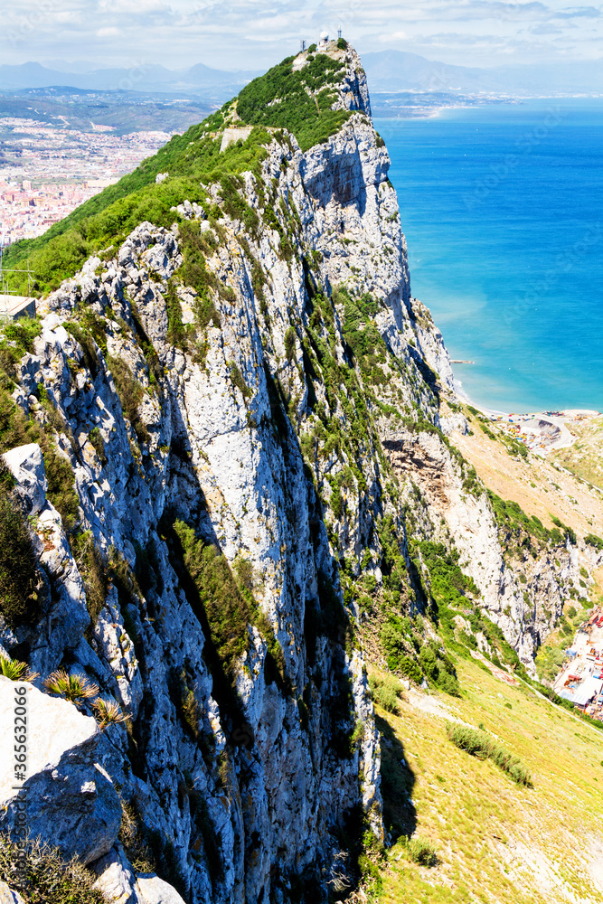 Aerial view of top of Gibraltar Rock, in Upper Rock Natural Reserve: on ...