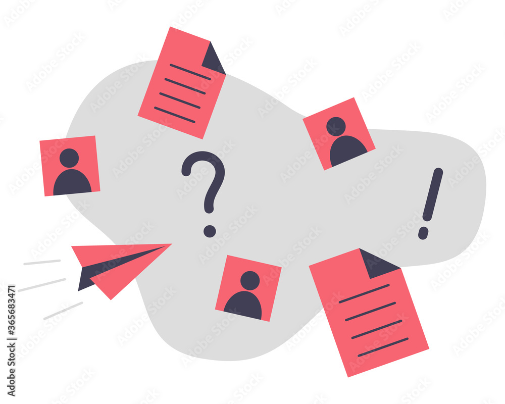 More information concept vector illustration. Paper documents, avatar ...