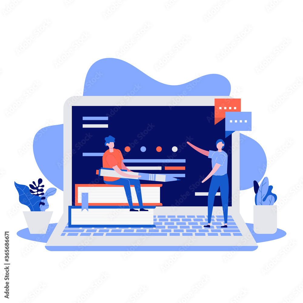 Online training vector illustration concept with characters. Modern ...