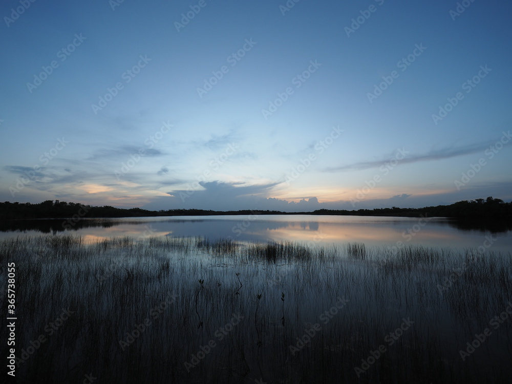 Morning twilight over Nine Mile Pond in Everglades National Park ...