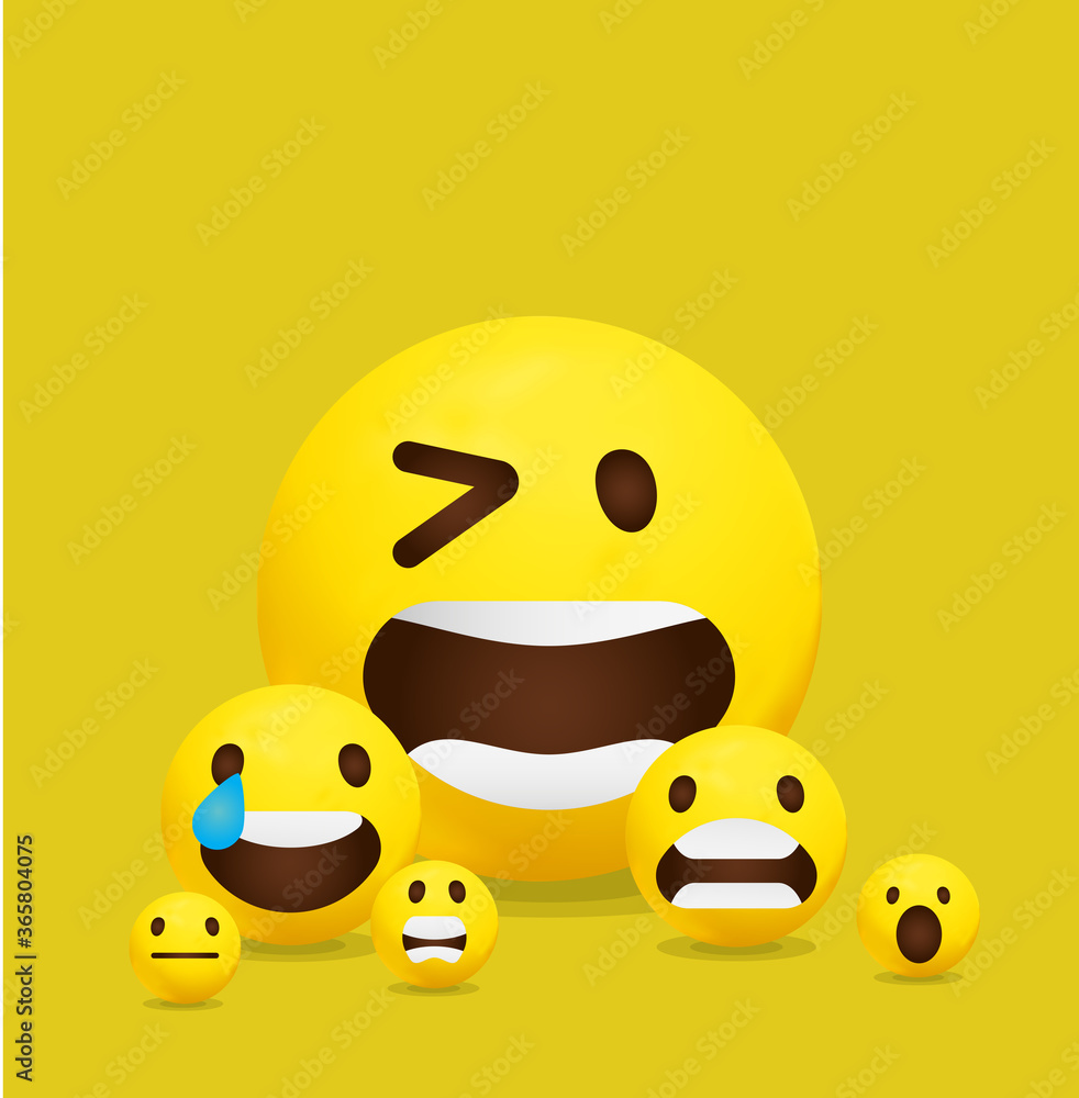 Smileys emoticons, emoji vector set - Mouths Facial Expressions ...