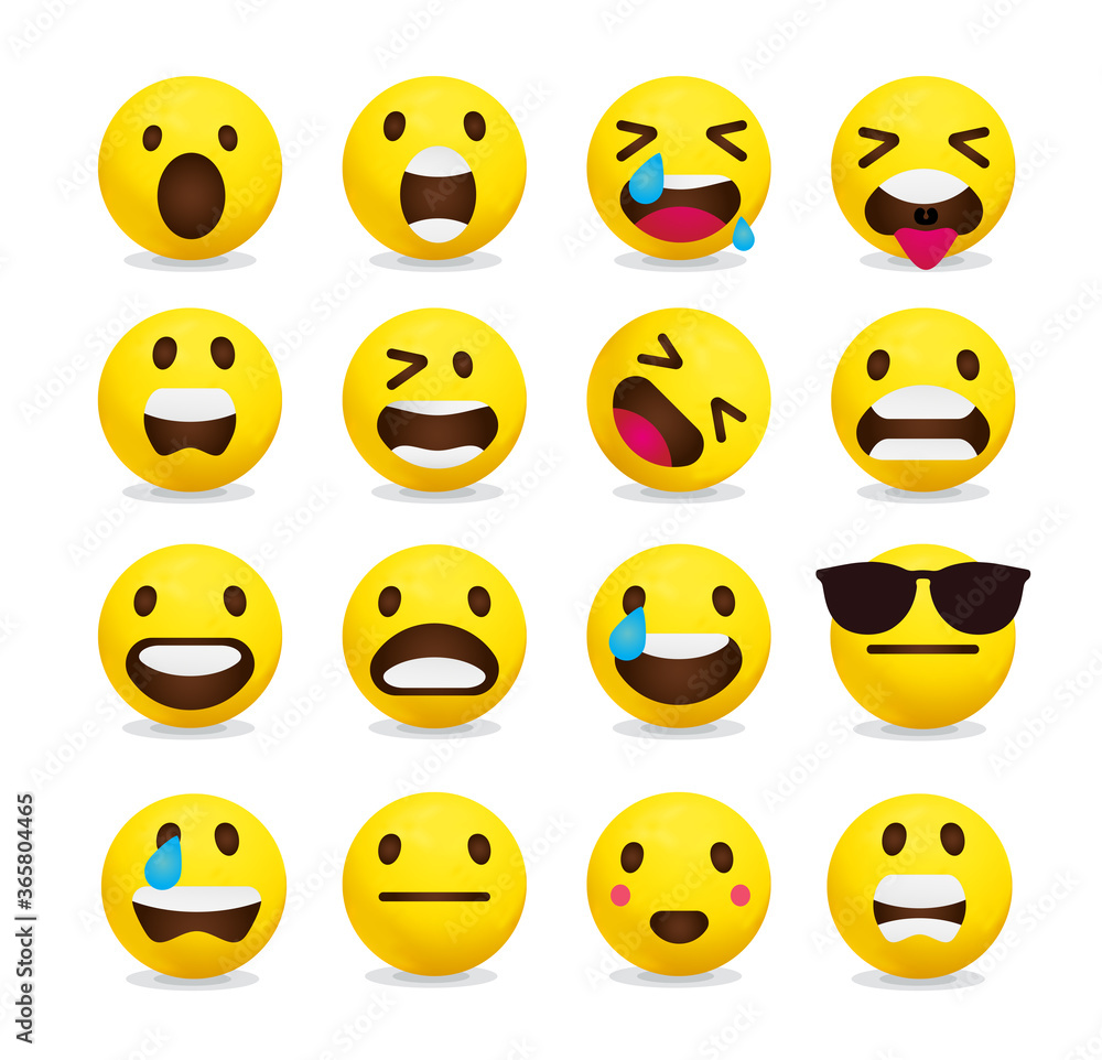 Smileys emoticons, emoji vector set - Mouths Facial Expressions ...