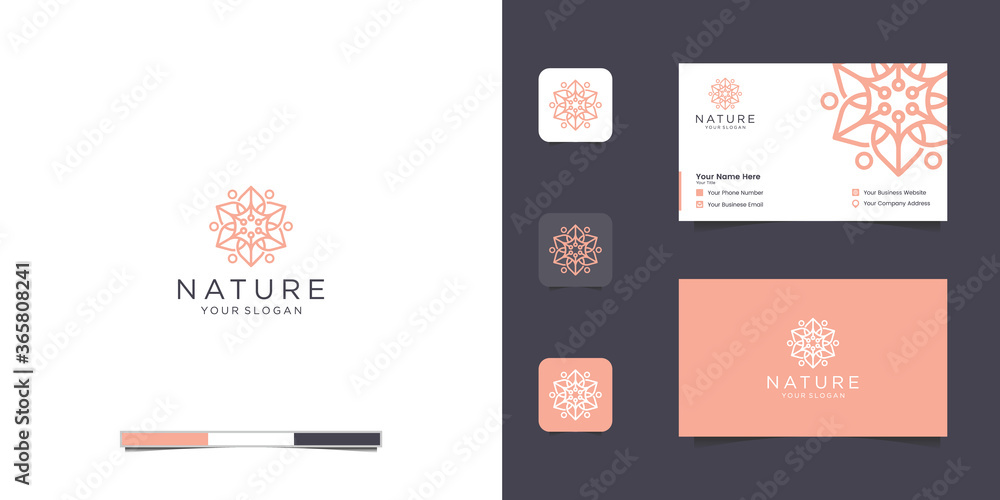 flower logo design line art and business card Stock Vector | Adobe Stock