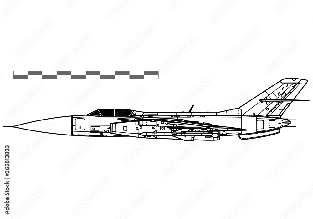 Yakovlev Yak-28P Firebar. Vector drawing of supersonic interceptor ...