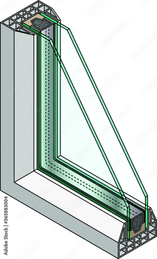 Cross-section diagram of a double glazed window. Stock Vector | Adobe Stock