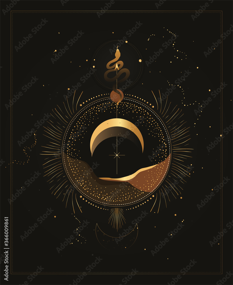 Modern mystical astrology aesthetic illustration. Beautiful bohemian ...