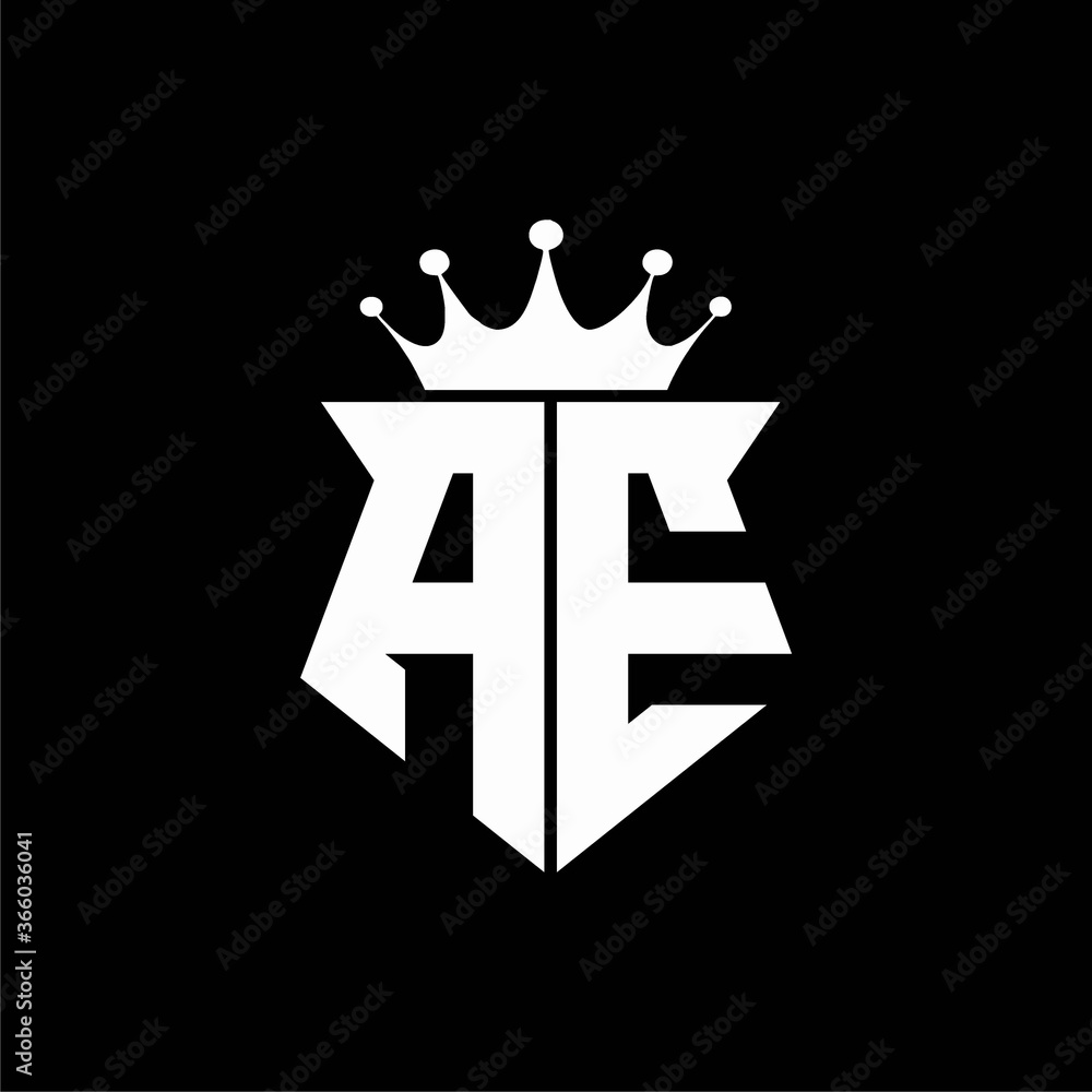 ae logo monogram shield shape with crown design template Stock Vector ...