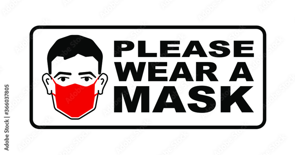 please wear a mask sign vector Stock Vector | Adobe Stock