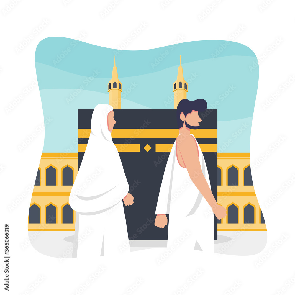 Stock-Vektorgrafik „Hajj and umrah islamic pilgrimage ritual guide ...