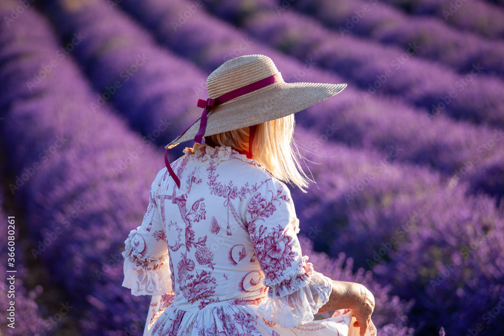 models in the countries lavender fields and sunflowers region of france ...