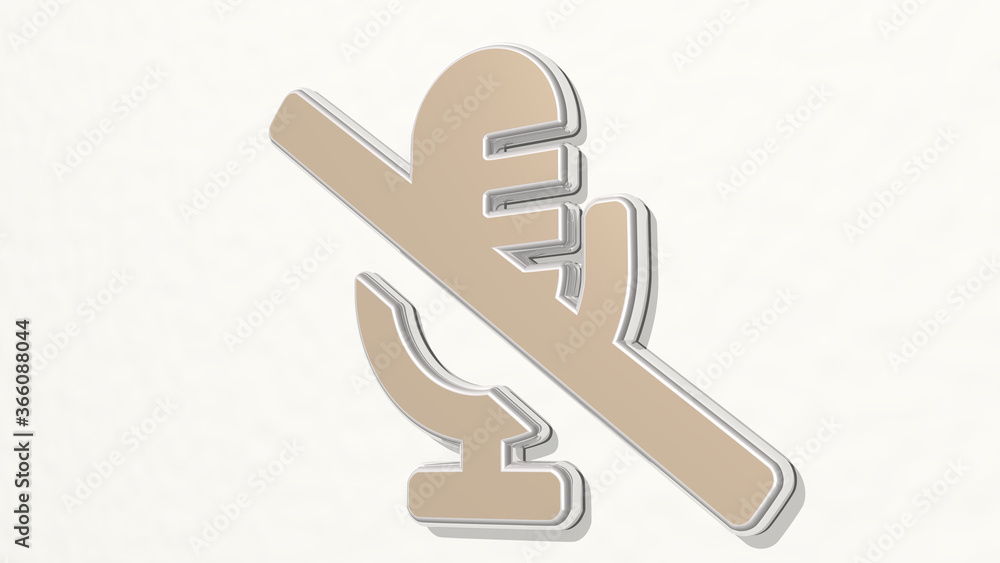 MUTE SIGN BY MICROPHONE from a perspective on the wall. A thick ...