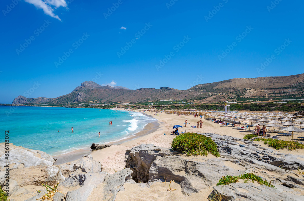 Falasarna beach, one of the most famous beaches of Crete located in the ...