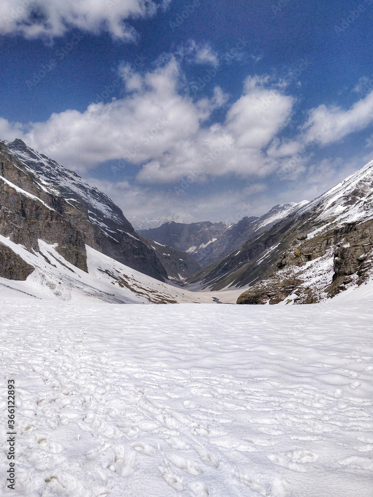 Epic panoramic view of Kullu Valley under snow in the month of June ...